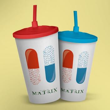 Copo ECO com Tampa e Canudo Matrix - Pílulas Azul e Vermelha - ShopC ...