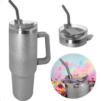 Copo Garrafa Térmica Glitter Com Alça Parede Dupla Aço Inox 1200ml ...