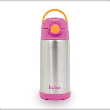 Copo Garrafa Térmica Parede Dupla Inox Com Canudo E Tampa Cor Rosa ...