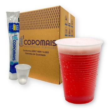 Copo Plástico Descartável Transparente/Branco Água Café Chá Copomais - 200ml - CX 2500 Unidades ...