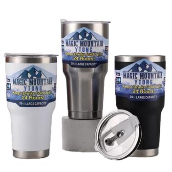 Copo Térmico Dupla Camada Aço Inox Magic Mountain Grande 900 ML Canudo ...