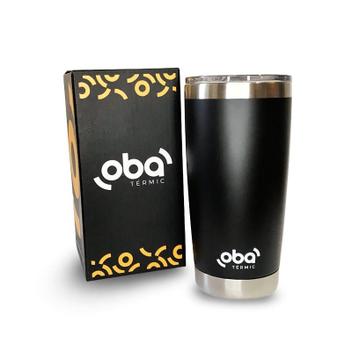 Copo Térmico Preto com Tampa 591ml Acoplado um abridor de garrafas - Oba Oba Mix - Copos ...