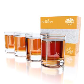 Copos de uísque On The Rox, conjunto de 4 com monograma de 325 ml - On ...