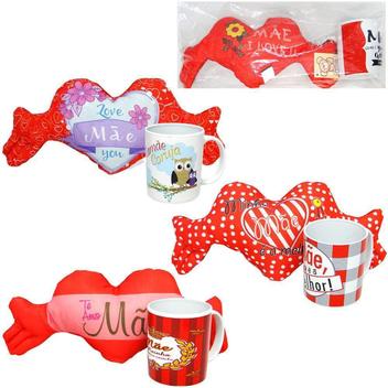 Coracao De Pelucia Com Caneca De Plastico Mae Sortidas 350Ml - Jls Toys ...