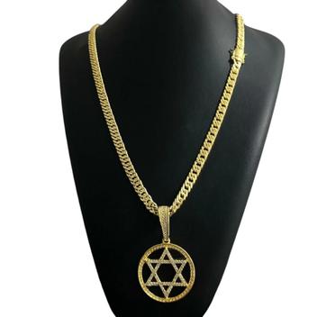 Cordão Grumet 7Mm + Pingente Estrela De Davi Banhado A Ouro - Tojoia18K ...