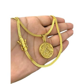 Cordão Grumet Laminado 4Mm + Maçonaria - Banhado A Ouro - Tojoia18K ...