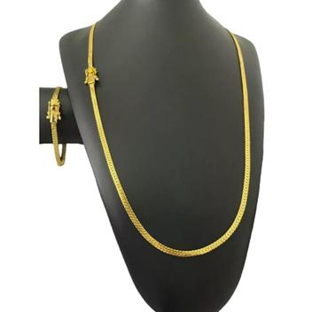 Cordão + Pulseira Grumet Laminado 4Mm - Banhado A Ouro 18K - Tojoia18K ...