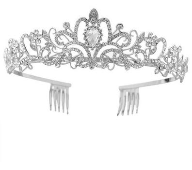 Coroa Tiara Prata Noiva Strass Debutante Barata Com Pente - De Castro ...