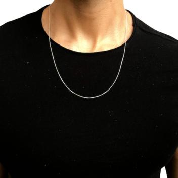 Corrente Veneziana de Prata Legítima 925 - 60cm 1mm - Elegância Deslumbrante - KING - Cordão e ...