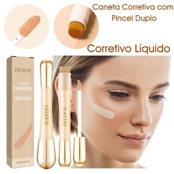 Corretivo Líquido com Dupla Ponta Cobertura Natural e Duradouro Caneta ...