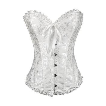 Corset Corpete Corselet Espatilho Floral Branco M13 - Fantasy Shopping ...