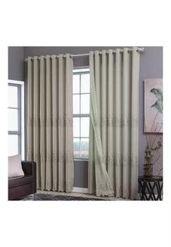 Cortina Donna MC 400x260 cm Paloma Voil Bordado com Forro Floral Palha ...