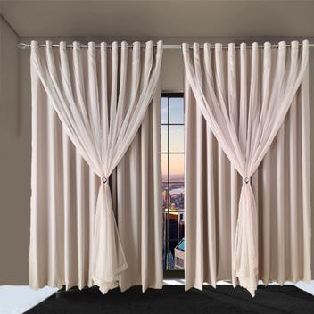 Cortina Sala E Quarto 5,50x2,80 Tecido blackout Ana cinza - Enxovais ...