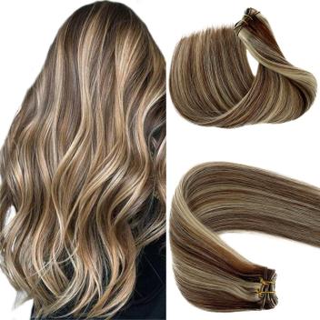 Costure em extensões de cabelo Benafee Real Human Hair 40cm 100g - Mega ...