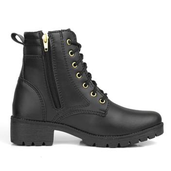 Coturno Feminino Bota Feminina Tratorada Preta Zíper Cano Curto Moda ...