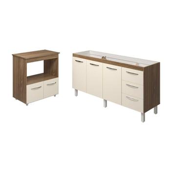 Cozinha Balcão Armário Gabinete De Pia 150 Cm Deise E Balcão Amanda ...