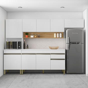 Cozinha Completa Silver 9 Portas 1 Gaveta Supremo/Freijó - Pnr Móveis ...