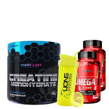 Creatina 100% pura under labz 300g + 2x omega 3 60 caps integralmedica ...