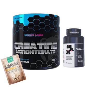 Creatine Monohydrate - Creatina - 300g - Under Labz + Ômega 3 - 90 Cáps ...
