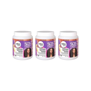 Creme Pentear Salon Line 1Kg Sos Cachos Super Oleos- 3Un - Ativador de ...
