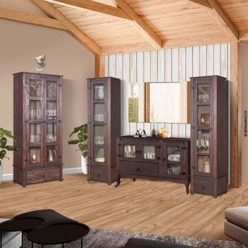 Cristaleira Balcão E 2 Torres Madeira Rústica Pés Luis XV Imbuia Denk ...