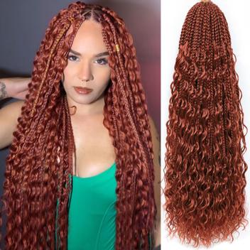Crochet Hair Miuric Boho Box Braids 24 polegadas marrom avermelhado ...