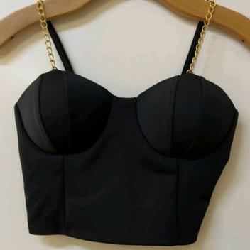 Cropped top feminino alça de corrente e bojo tendência cropt - M&K Shop ...