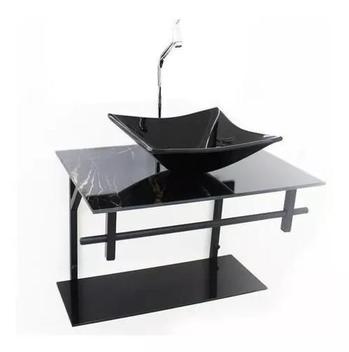 Cuba Preta Banheiro Lavatorio Vidro Gabinete Pia Sobrepor - Vmex - Cuba ...