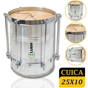 Cuíca 25x10 Alumínio Natural Aro Bola Cromado Pele Animal 8 Afinações ...