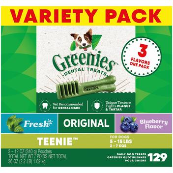 Cuidados dentários para cães Chews Greenies Teenie 3-Flavor 129 ...