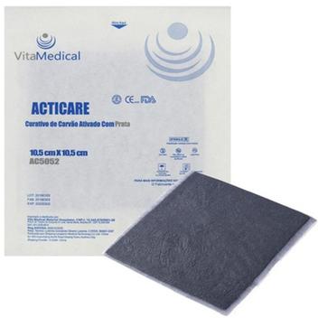 Curativo de Carvão Ativado com Prata 10cm x 10cm Acticare VitaMedical ...
