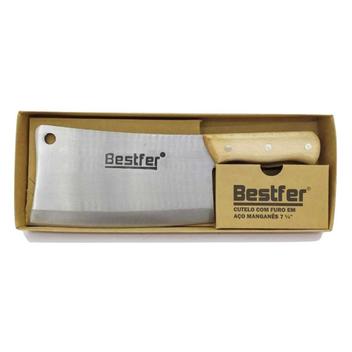 Cutelo em Aço Manganês Cabo Madeira 7" Full Tang Resistente - Bestfer ...