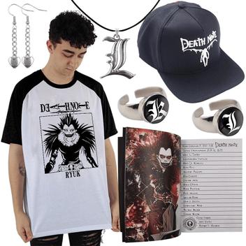 Death Note Bone Ryuk Kira L Anel Acessórios Anime Manga - Kit Masculino ...