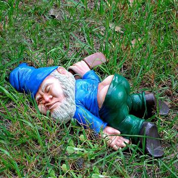 Decoração de jardim Drunk Gnome Statue Cafele Funny Lying Down 15 cm ...