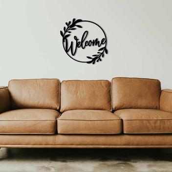 Decoração Para Parede Lettering Welcome em MDF 6mm Vazado - Wood Art ...