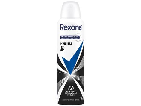 Desodorante Antitranspirante Aerossol Rexona Invisible Feminino 72 Horas 150ml - Desodorante ...
