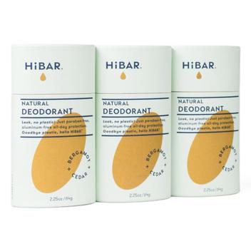 Desodorante HIBAR, sem plástico de bergamota e cedro, pacote com 3 ...