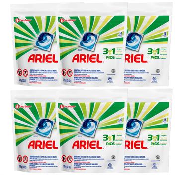 Detergente Lava Roupas Ariel 3em1 Pods - 16 Cápsulas - 6 Un - Sabão ...