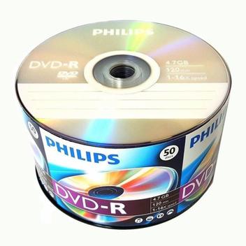 Disco DVD-R Philips 16X 4,7 GB 120 min, gravável, pacote com 50 - DVD ...