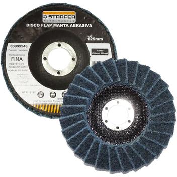 Disco Flap com Manta 5" Fina Azul Ideal para Desbaste Lixar Polir Aço ...