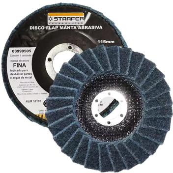 Disco Flap Com Manta Desbaste 4.1/2 Fina Azul - Starfer - Disco de Lixa ...