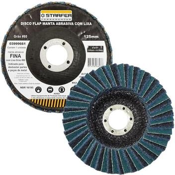 Disco Flap Manta Abrasiva 5 Com Lixa Grão 80 Fina Azul - Starfer ...