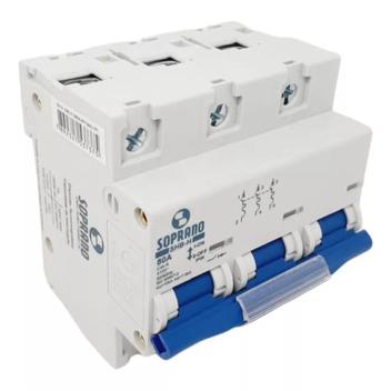 Disjuntor 80A DIN Tripolar 3 Polos Curva C 10KA SOPRANO - Disjuntor Din - Magazine Luiza