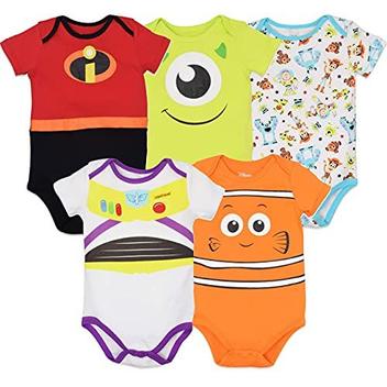 Disney Pixar Baby Boys 5 Pack Bodysuit Nemo Buzz Incredibles Monsters ...