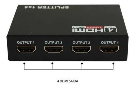 Divisor Splitter Hdmi 4 Portas Amplificado 1.4 - Nova Voo - Divisor de ...