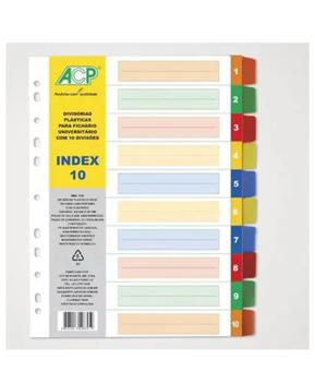 Divisória Plastica Para Fichário Universitário A4 C/ 10 Acp colorida ...