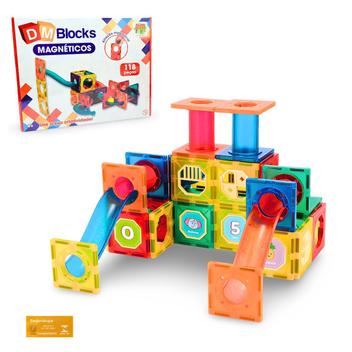 DM Blocks 118 Pecas DM Toys Blocos de Montar Magneticos Jogo de Encaixe ...