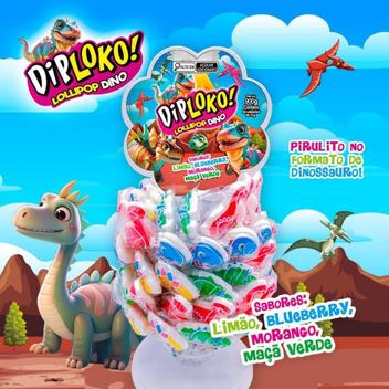 Doce DIP Loko Lollipop Dino DP.C/60 - Danilla Foods - Pirulito ...