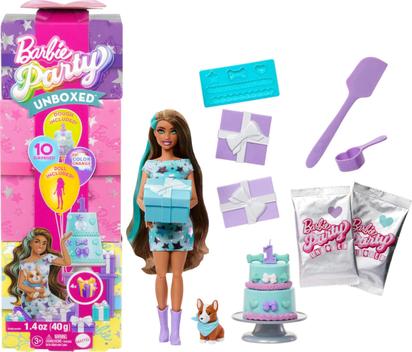 Doll Barbie Party Unboxed com acessórios Pet Birthday Series - Bonecas ...