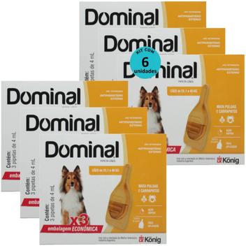 Dominal pipeta para cães 25,1 a 40kg 4ml laranja 3 unid. kit com 6 cxs ...